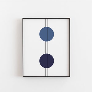 Blue Abstract Art, Blue Geometric Printable Art, Mid Century Wall Art ...