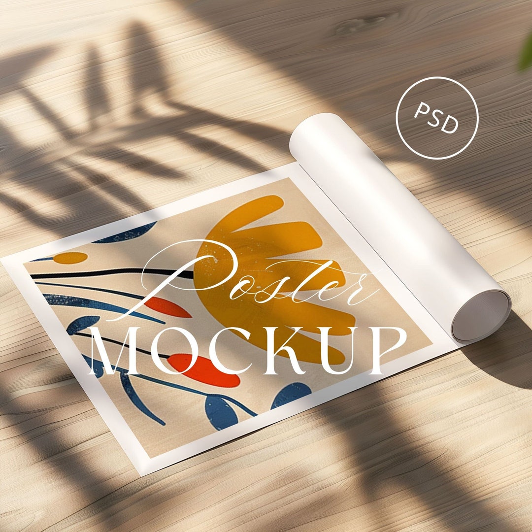 Poster Mockup, Poster Roll Mockup, Unrolling Rolling Poster, PSD ...