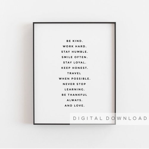 Motivational Wall Decor Stay Humble Work Hard Be Kind Sign - Etsy