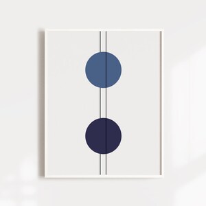 Blue Abstract Art, Blue Geometric Printable Art, Mid Century Wall Art ...