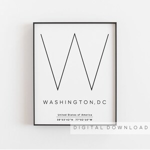 Washington DC Washington Coordinates Washington Print | Etsy
