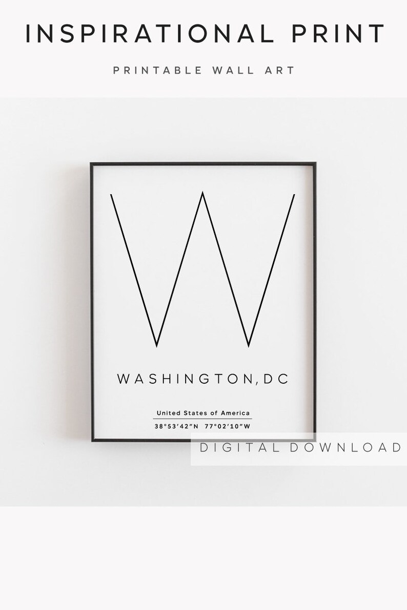 Washington DC Washington Coordinates Washington Print | Etsy