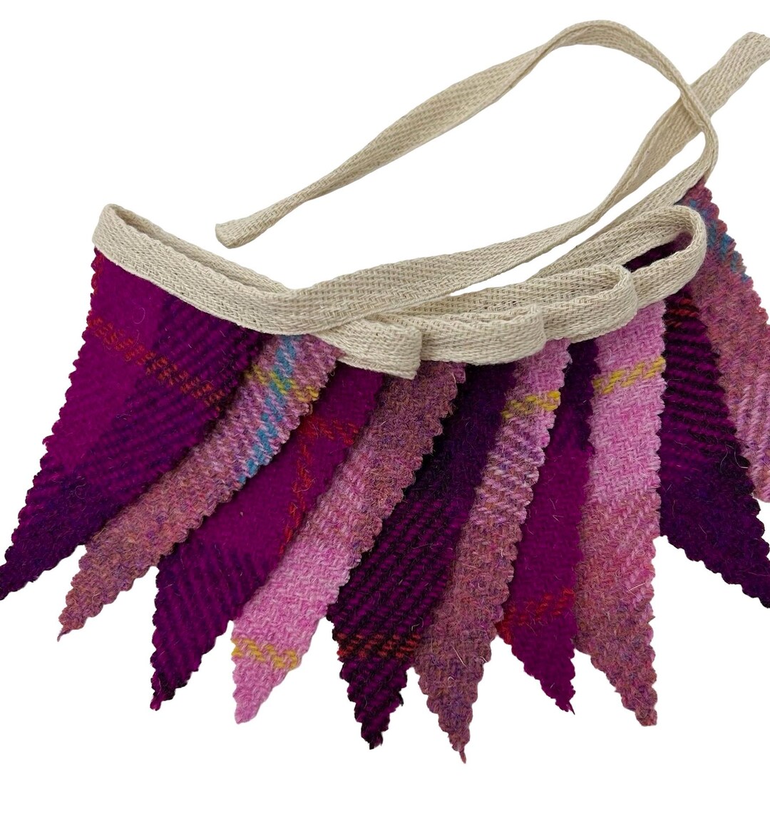 Pink Harris Tweed Mini Bunting: Scottish Wool Garland - Etsy