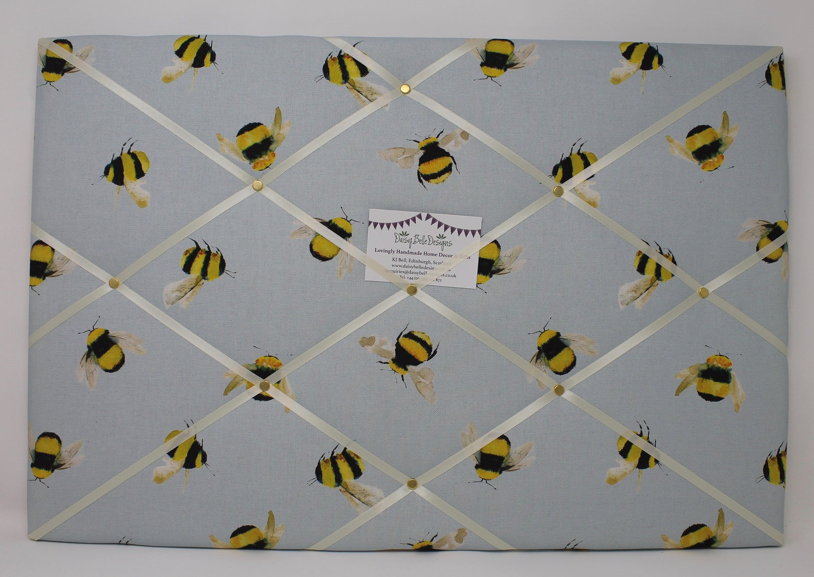 Kitchen Noticeboard in Bumble Bee Fabric, Bee Gifts, Blue Pin Board - Etsy