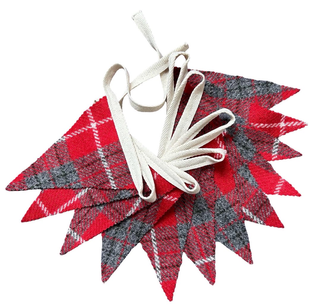 Harris Tweed Scottish Bunting: Red Tartan Garland - Etsy