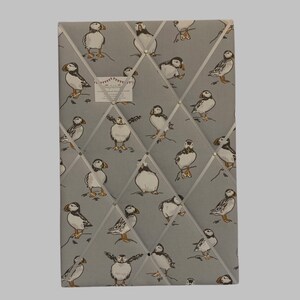 Memo Board in Puffin Fabric, Puffin Gifts, Grey Pin Board, Puffins ...