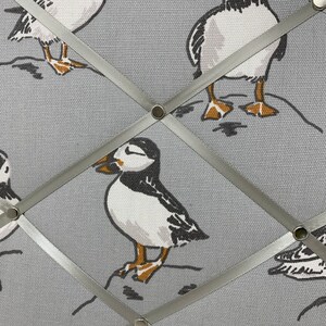 Memo Board in Puffin Fabric, Puffin Gifts, Grey Pin Board, Puffins ...