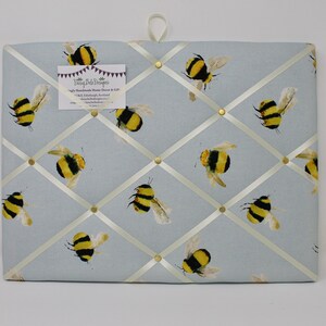 Kitchen Noticeboard in Bumble Bee Fabric, Bee Gifts, Blue Pin Board - Etsy