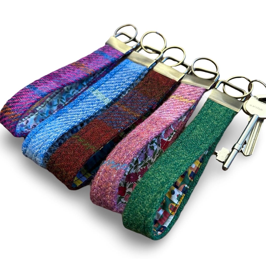 Keyring Loop in Harris Tweed and Liberty of London, Wrist Strap Key ...