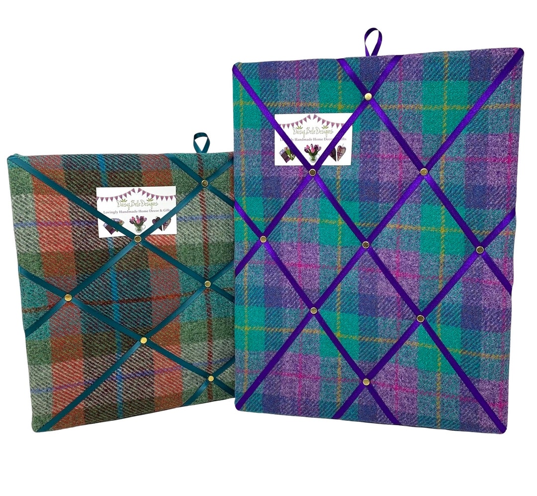 Harris Tweed Noticeboards in 2 Colours, Tartan Pin Board, Plaid ...