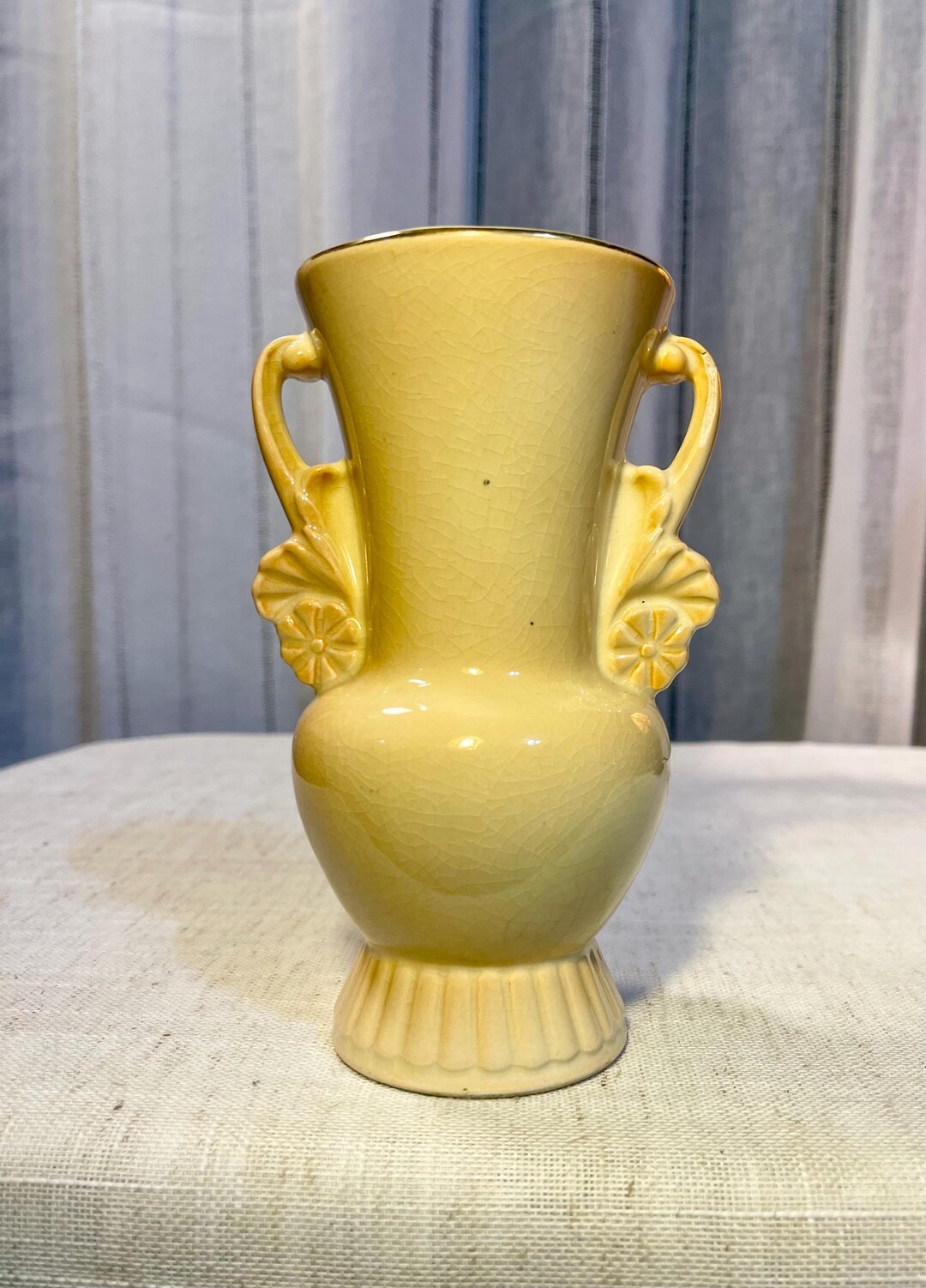 Vintage Royal Copley Yellow 6” Tall Vase With Dual Handles - Etsy