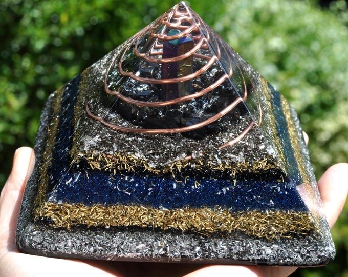 LARGE Orgonite® Orgone GIZA Pyramid With Titanium Quartz and Elite ...
