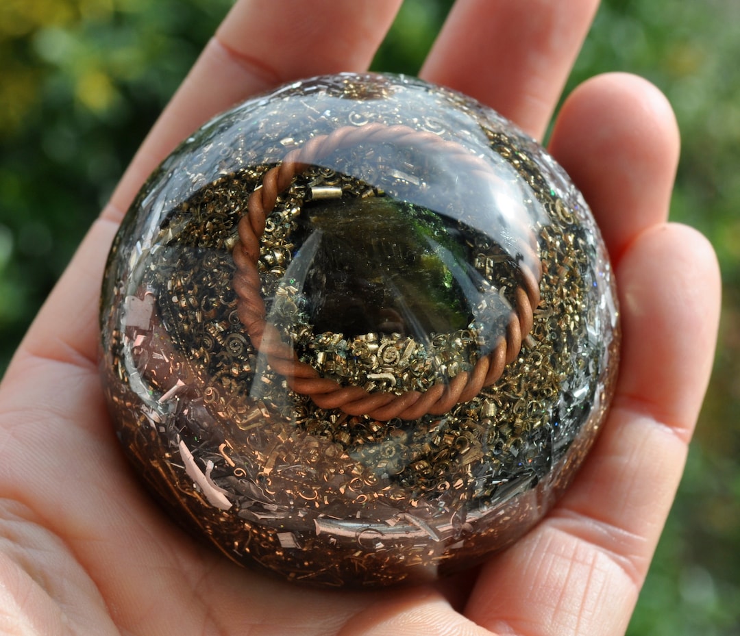 Green Cap TOURMALINE Dome Orgonite®orgone Generator® With Copper Tensor ...