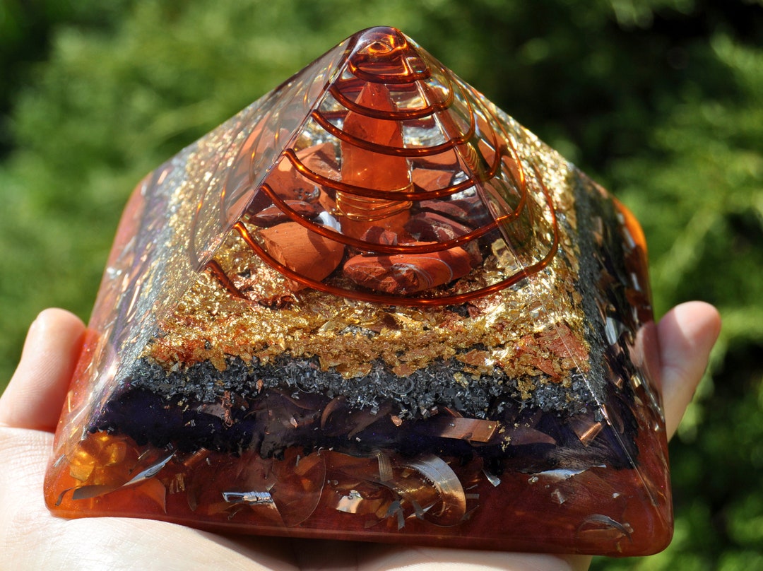 Red Hematoid Quartz Orgonite Pyramid – Giza Style Earth Anchor for ...