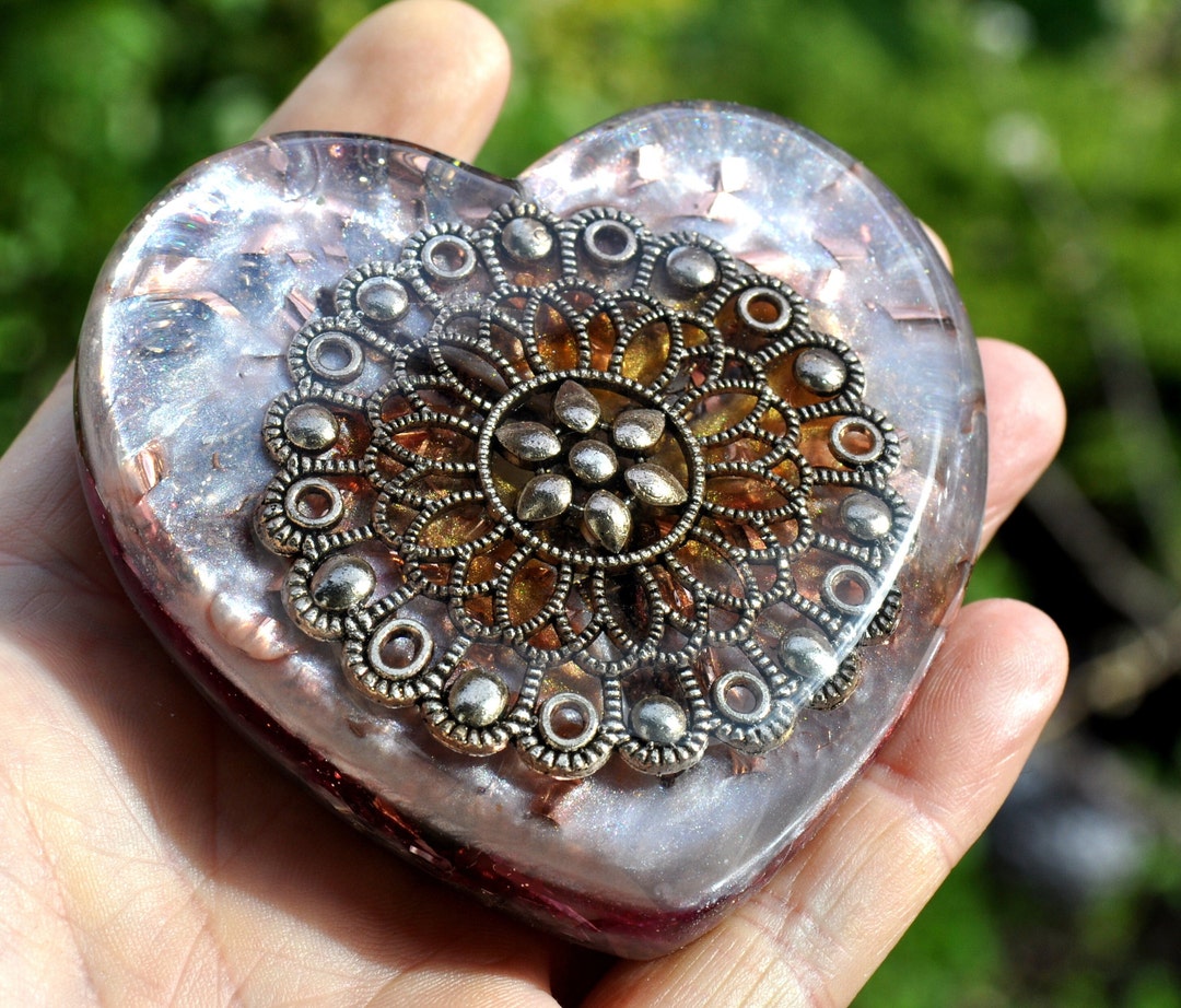 MANDALA Heart Orgonite® Orgone Generator® Disc Charger - EMF Harmonizer ...