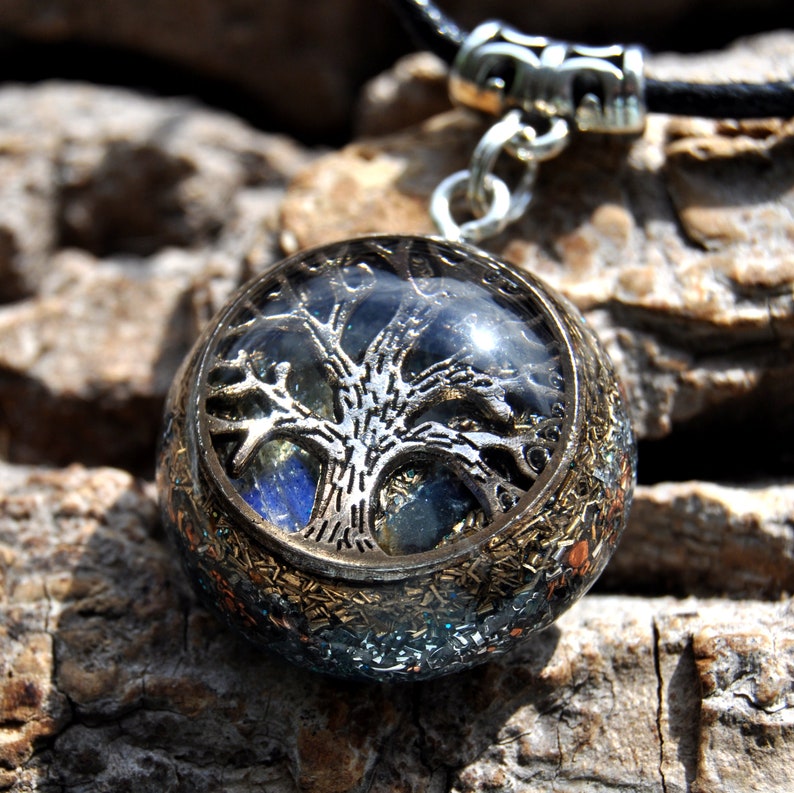 Collana con ciondolo Orgone Orgonite® Flash Labradorite, protezione EMF ...