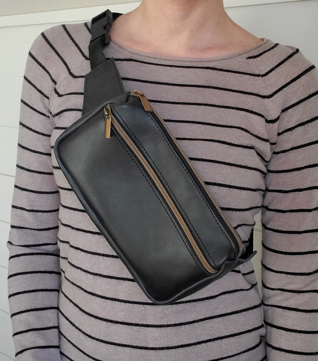 Genuine Leather Belt Bag, Minimalist Crossbody Sling Bag - Etsy