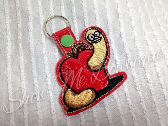 Apple Worm Snap Key Fob Design Instant Download | Etsy