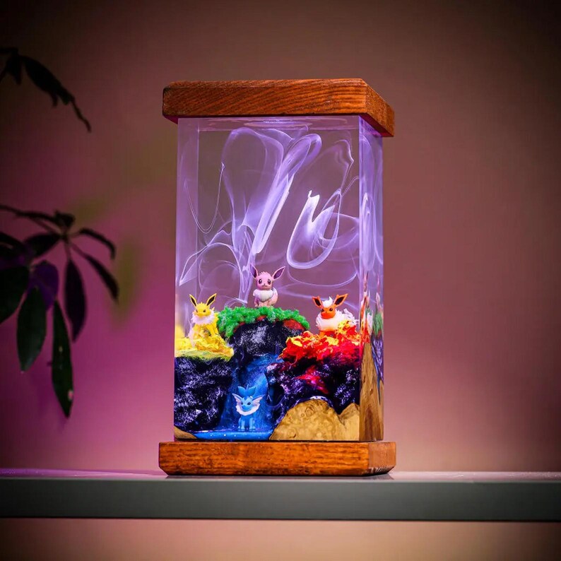 Eevee Evolution Resin Diorama Lamp, Gifts and Table Lamp for Christmas ...