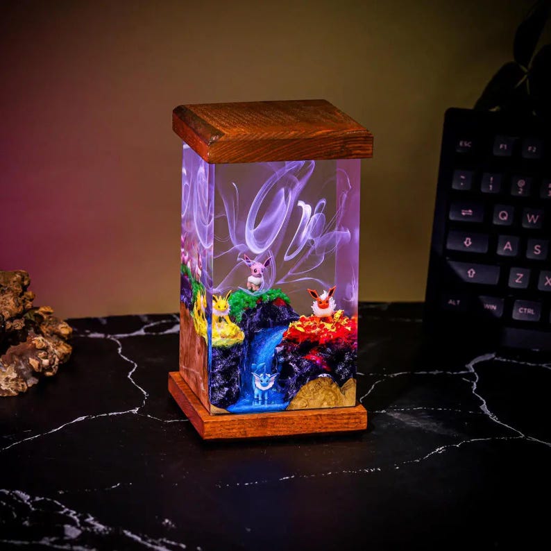 Eevee Evolution Resin Diorama Lamp, Gifts and Table Lamp for Christmas ...
