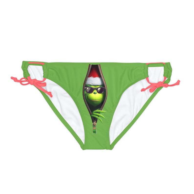 Bikini Bottom With Grinch Out of Zipper Design, Holiday Swimwear ...