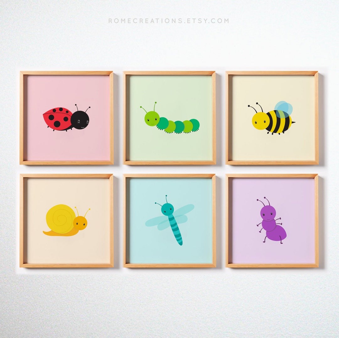 Bugs Nursery Art, Educational Prints for Kids, Nature Nursery Wall Art ...