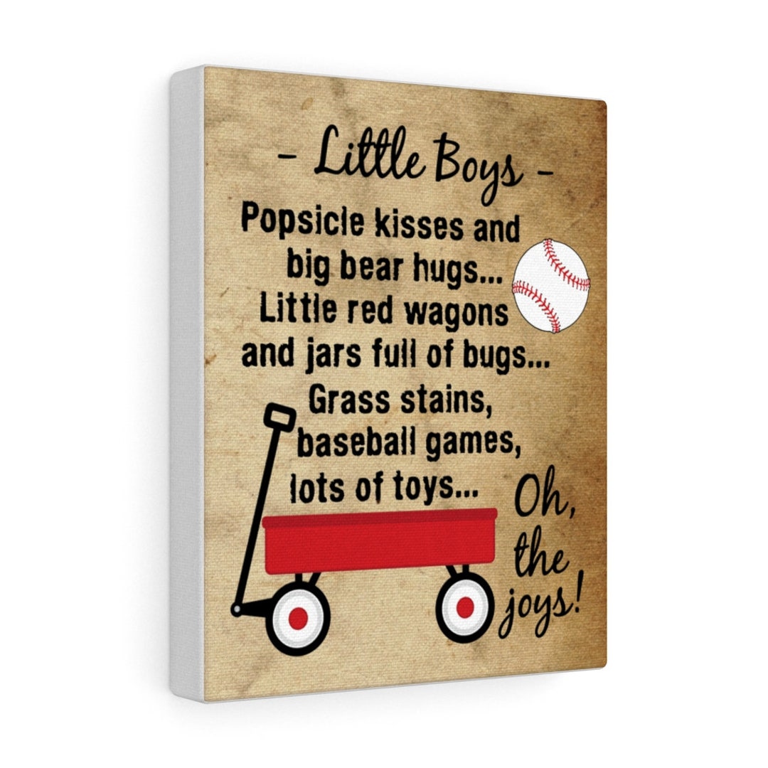 Little Boys Baseball Poem 8x10 Inches Canvas Gallery Wraps Boy Nursery ...