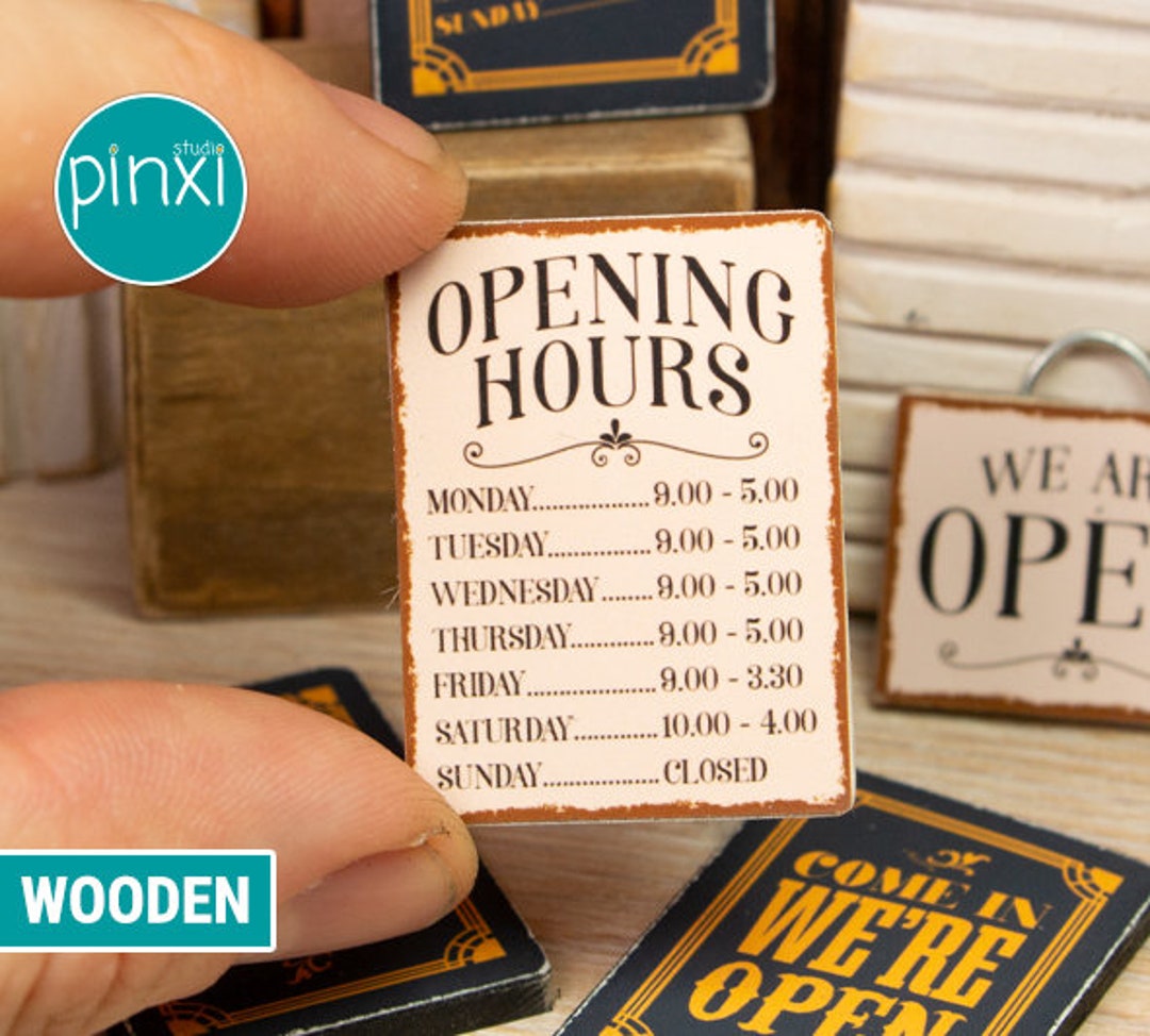 Dollhouse Miniature Opening Times Sign Opening Hours Sign Handmade ...