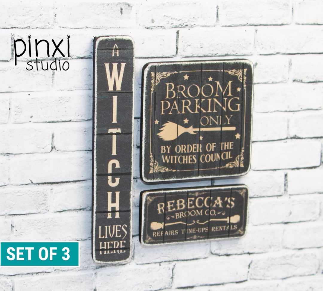 PERSONALISED Halloween Witches Sign Set - Handmade Miniature for Adult ...