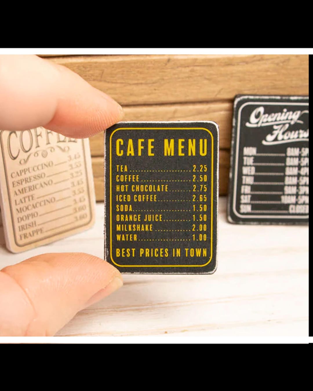 Miniature Café Menu Wooden Sign - 12th / 6th Scale - Handmade for Adult ...