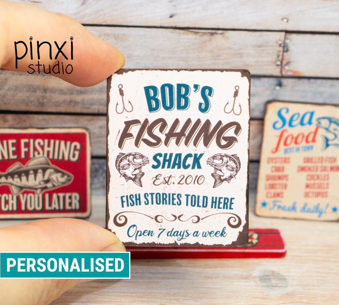 PERSONALISED Fishing Shack Sign - Handmade Miniature for Adult ...