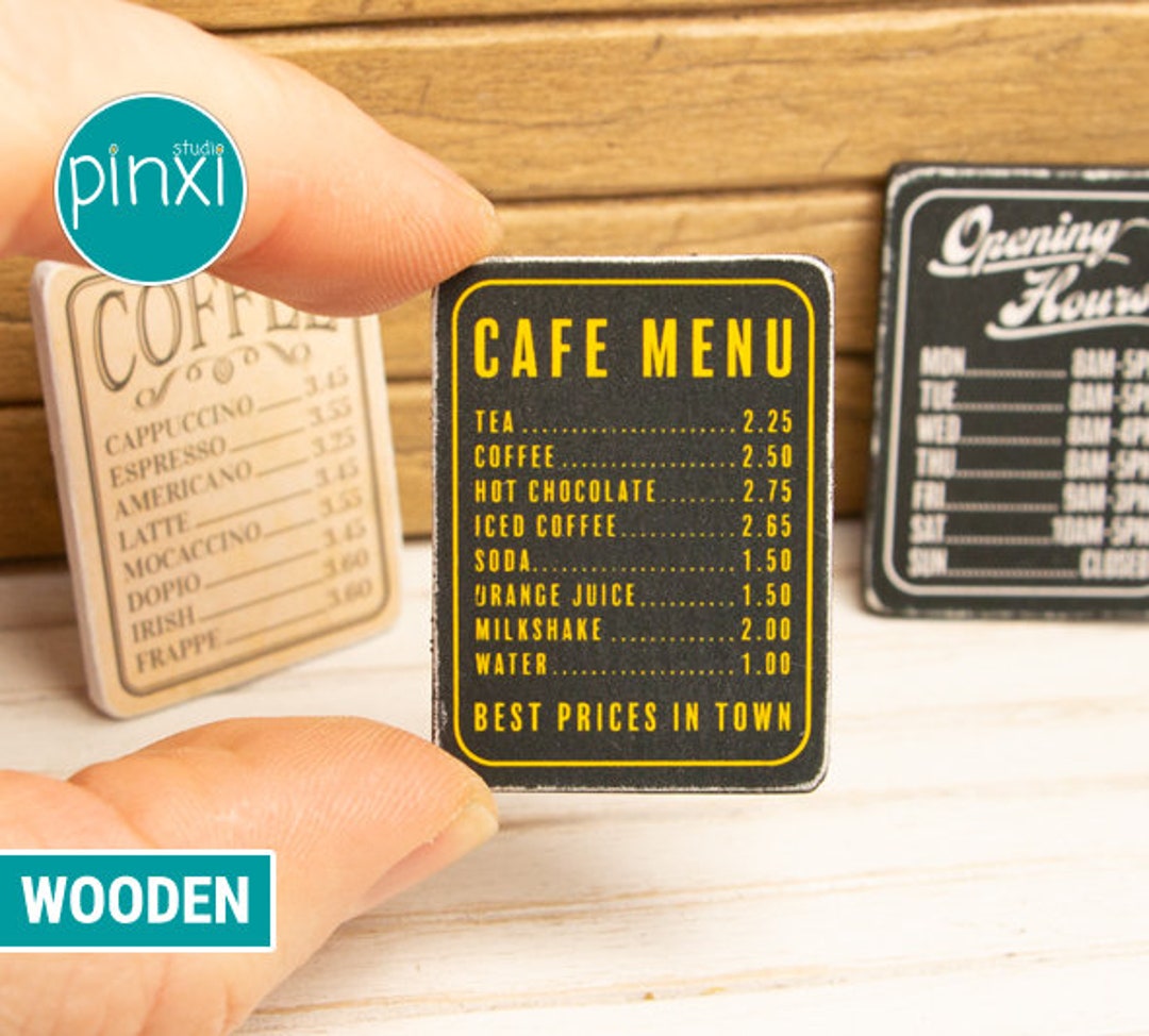 Dollhouse Miniature Café Menu Sign Café Sign Handmade Dollhouse ...