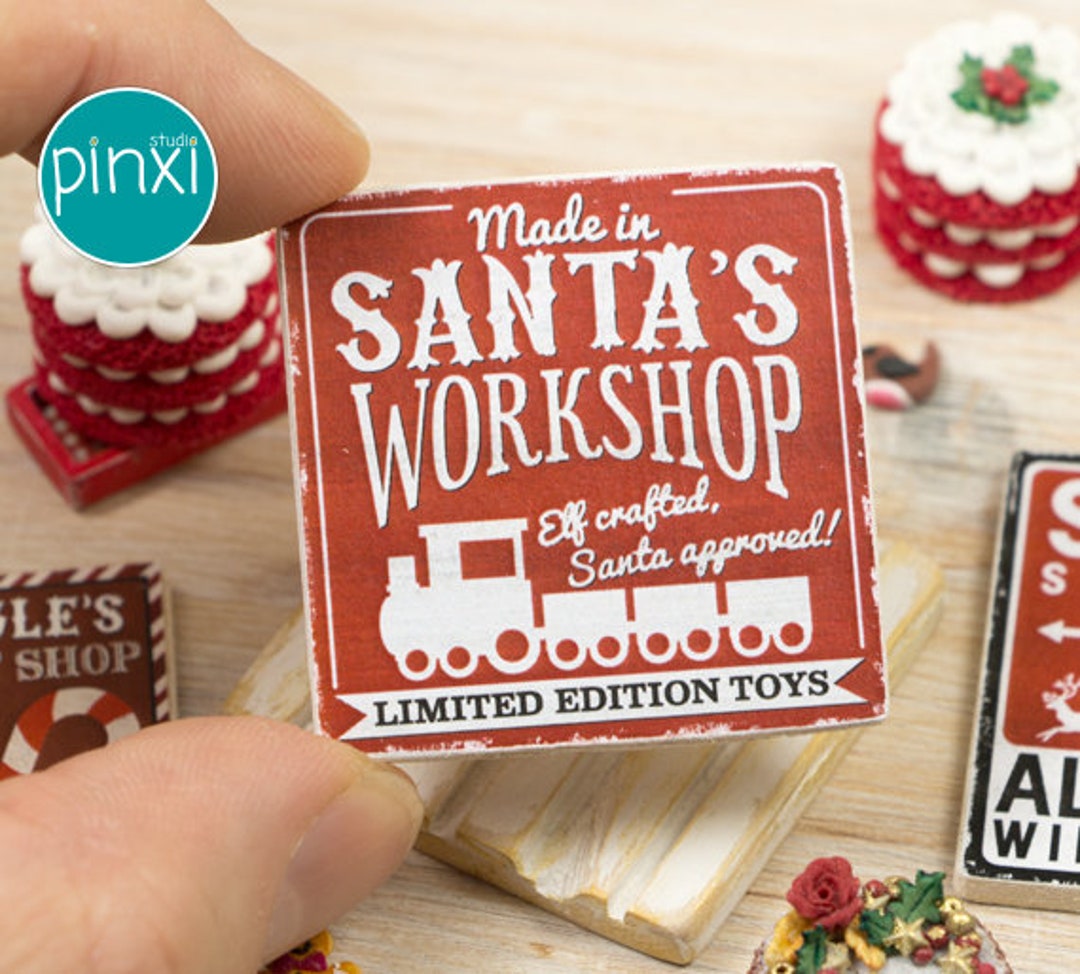 Dollhouse Miniature Christmas Sign Santa's Workshop Toy Sign Handmade ...