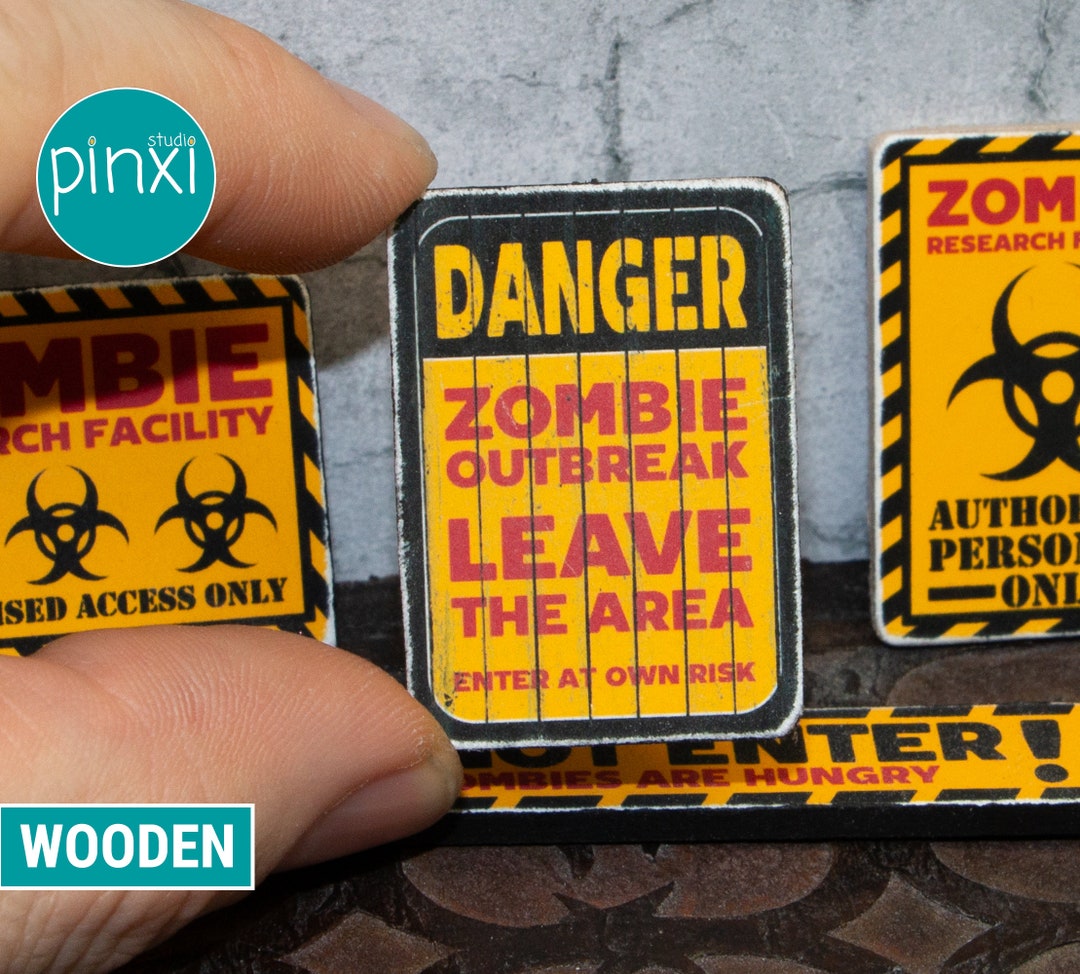 Miniature Danger Zombie Area Sign - ADULT COLLECTORS - Handmade ...