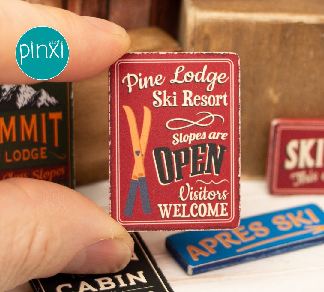 Dollhouse Miniature Ski Resort Sign, Welcome Open Ski Sign, Handmade ...