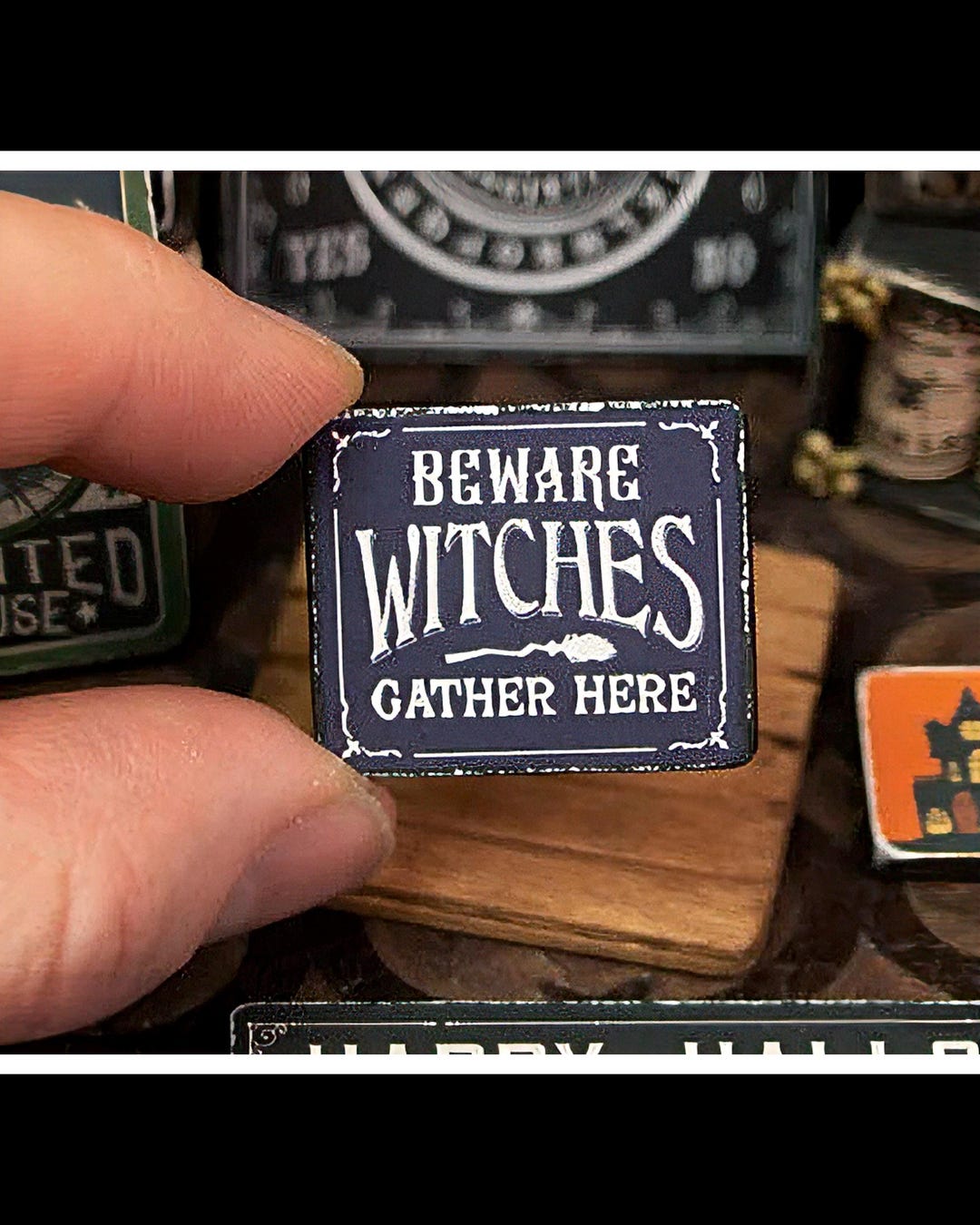 Miniature Beware Witches Gather Here Wooden Sign - Handmade for Adult ...