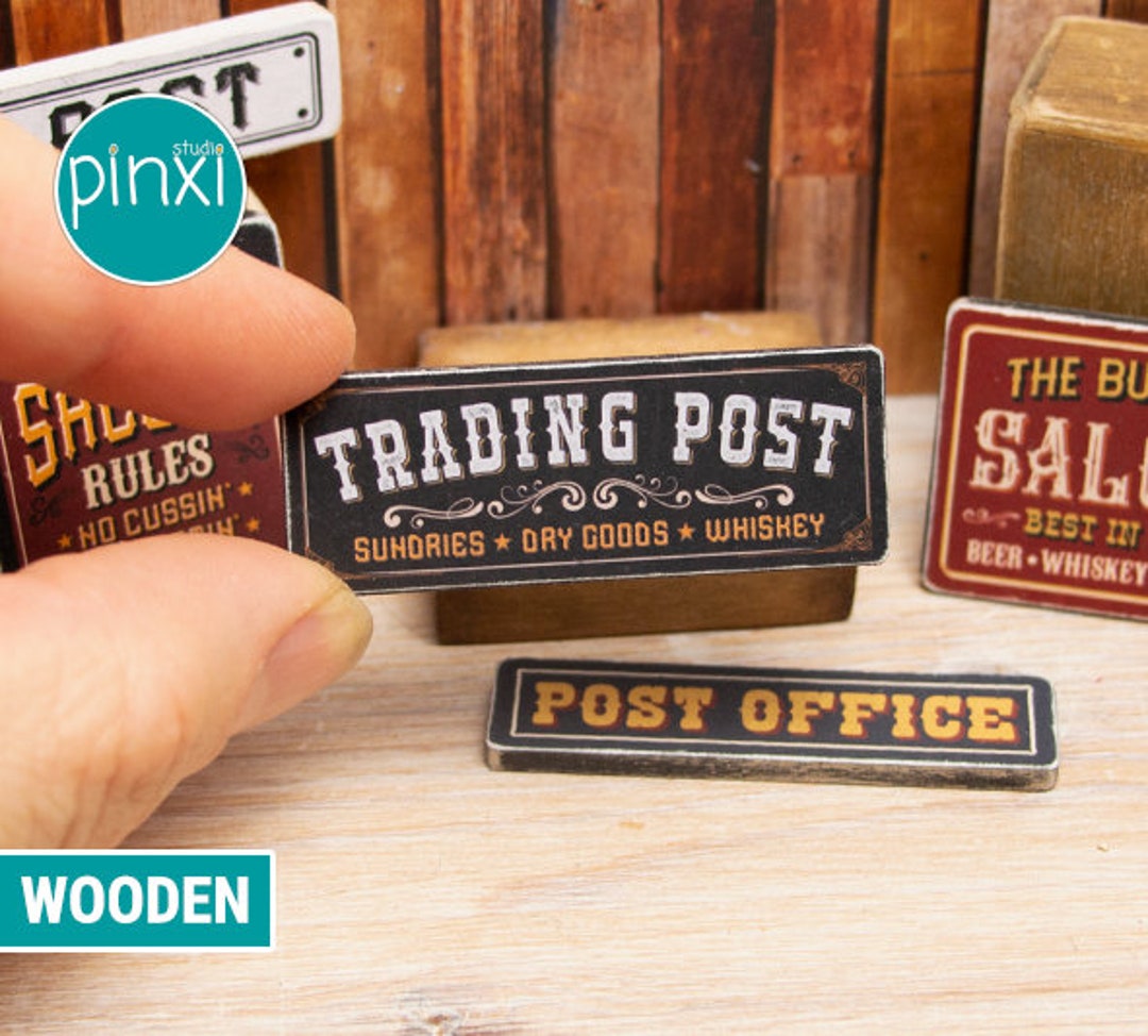 Dollhouse Miniature Trading Post Sign Old West Store Sign Handmade ...
