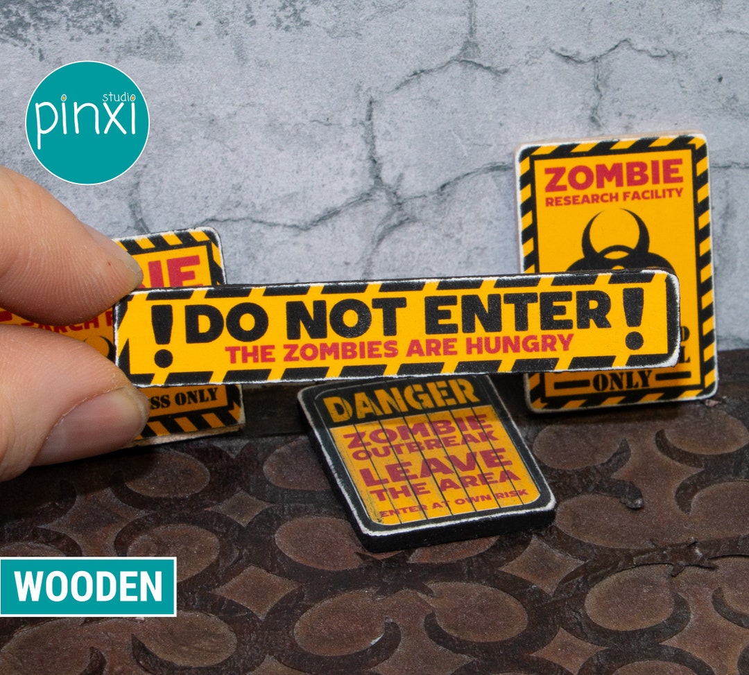 Miniature Do Not Enter Zombie Sign — Handmade Small Scale Collectible ...