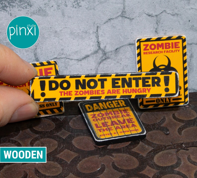 Miniature Do Not Enter Zombie Sign — Handmade Sign for Adult Collectors ...