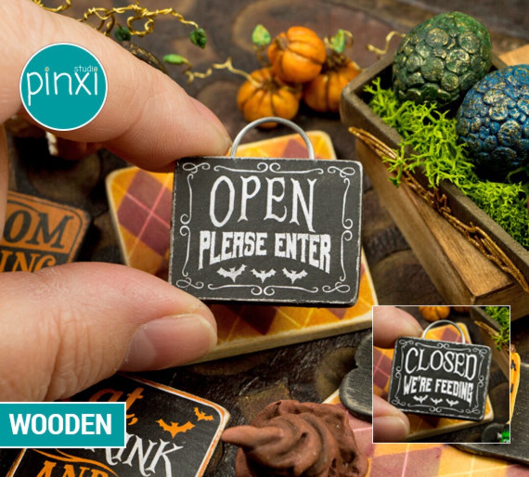 Dollhouse Miniature Halloween Reversible Sign Open and Closed Sign ...