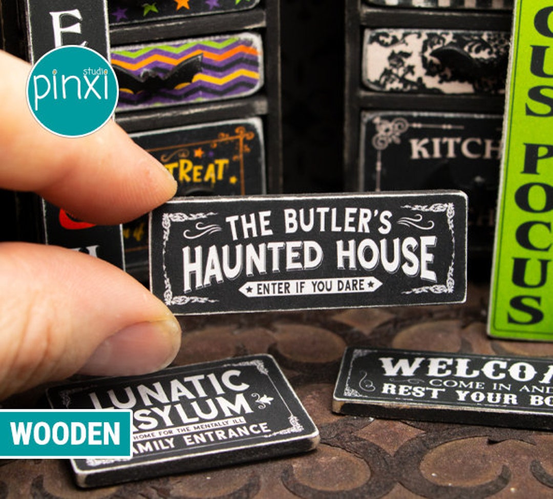 PERSONALISED Haunted House Sign - Handmade Miniature for Adult ...