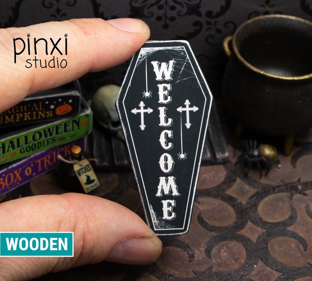 Miniature Halloween Welcome Coffin Sign — Handmade Sign for Adult ...