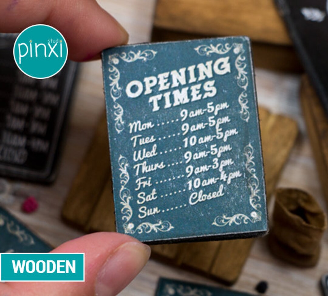 Dollhouse Miniature Opening Times Sign Shop Window Sign Handmade ...
