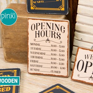 Dollhouse Miniature Opening Times Sign Opening Hours Sign Handmade ...
