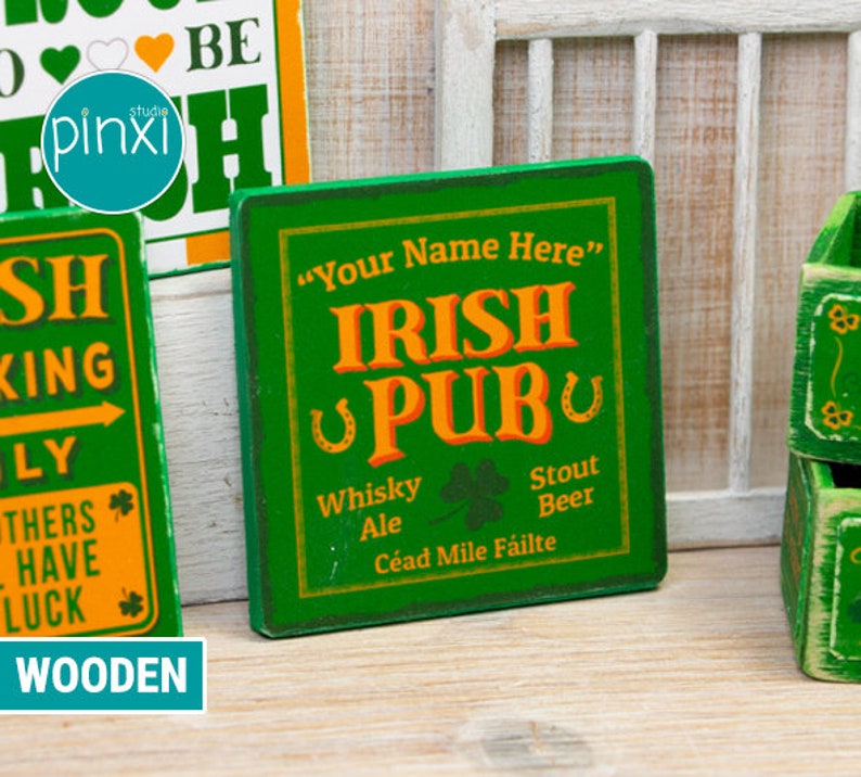 PERSONALISED / CUSTOM - 12th Scale Miniature Dollhouse Irish Pub Wooden ...