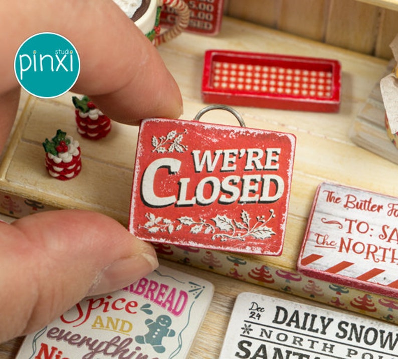 REVERSIBLE - Miniature Open / Closed Wooden Sign - 12th / 6th Scale ...