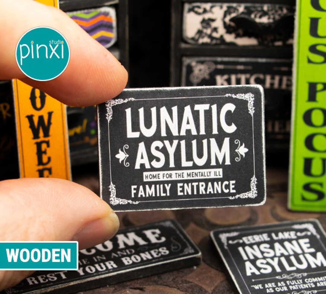 Miniature Lunatic Asylum Sign - ADULT COLLECTORS - Handmade Miniature ...