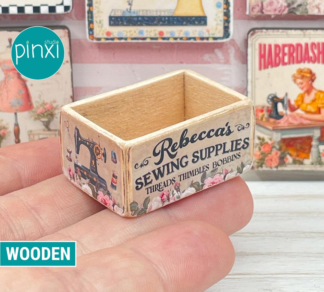 MEDIUM/LARGE Personalised Sewing Box — Handmade Miniature Crate for ...