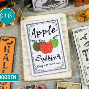 Miniature Apple Bobbing Sign — Handmade Small Scale Collectible — 1/12 ...