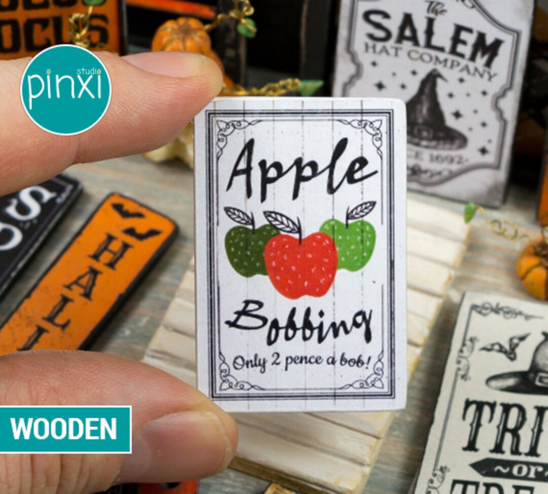 Miniature Apple Bobbing Sign — Handmade Small Scale Collectible — 1/12 ...